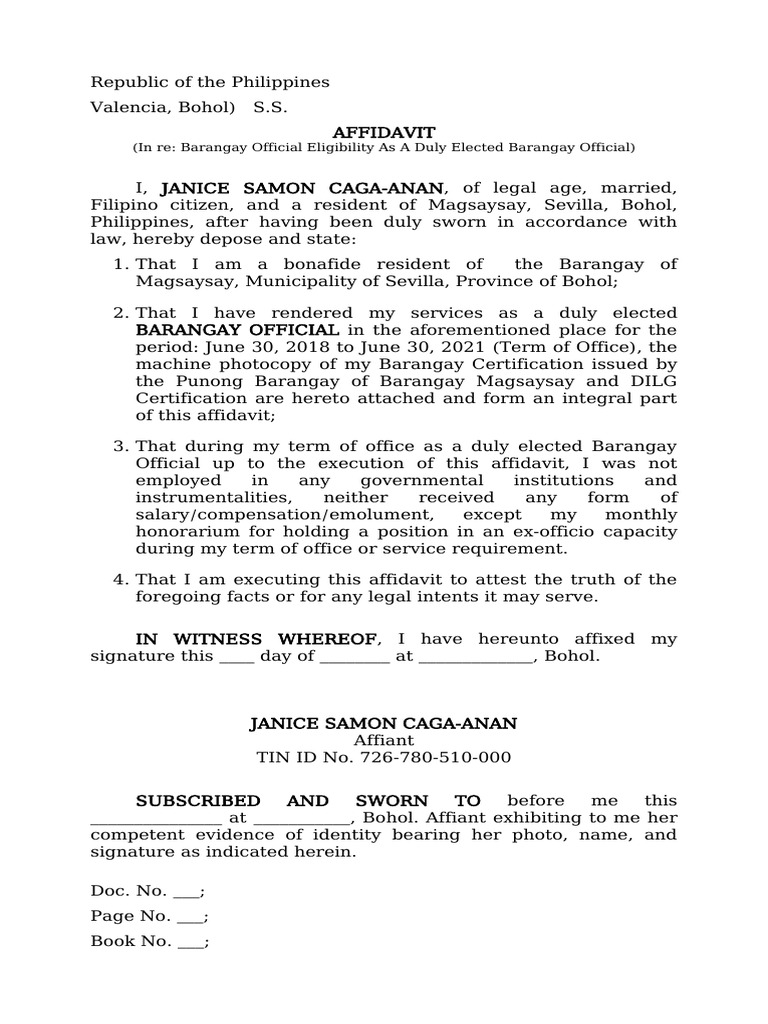 Affidavit - Brgy. Official End of Term | PDF