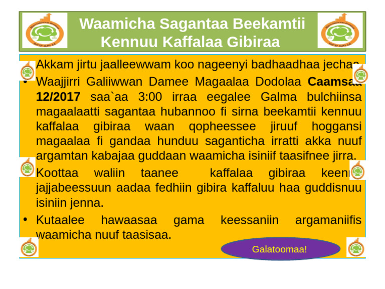 Waamicha Sagantaa Beekamtii | PDF