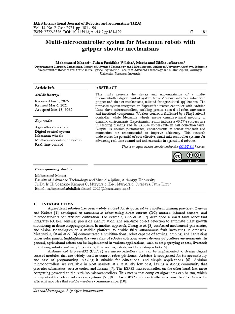Multi-Microcontroller System For Mecanum Robots With Gripper-Shooter Mechanisms | PDF ...