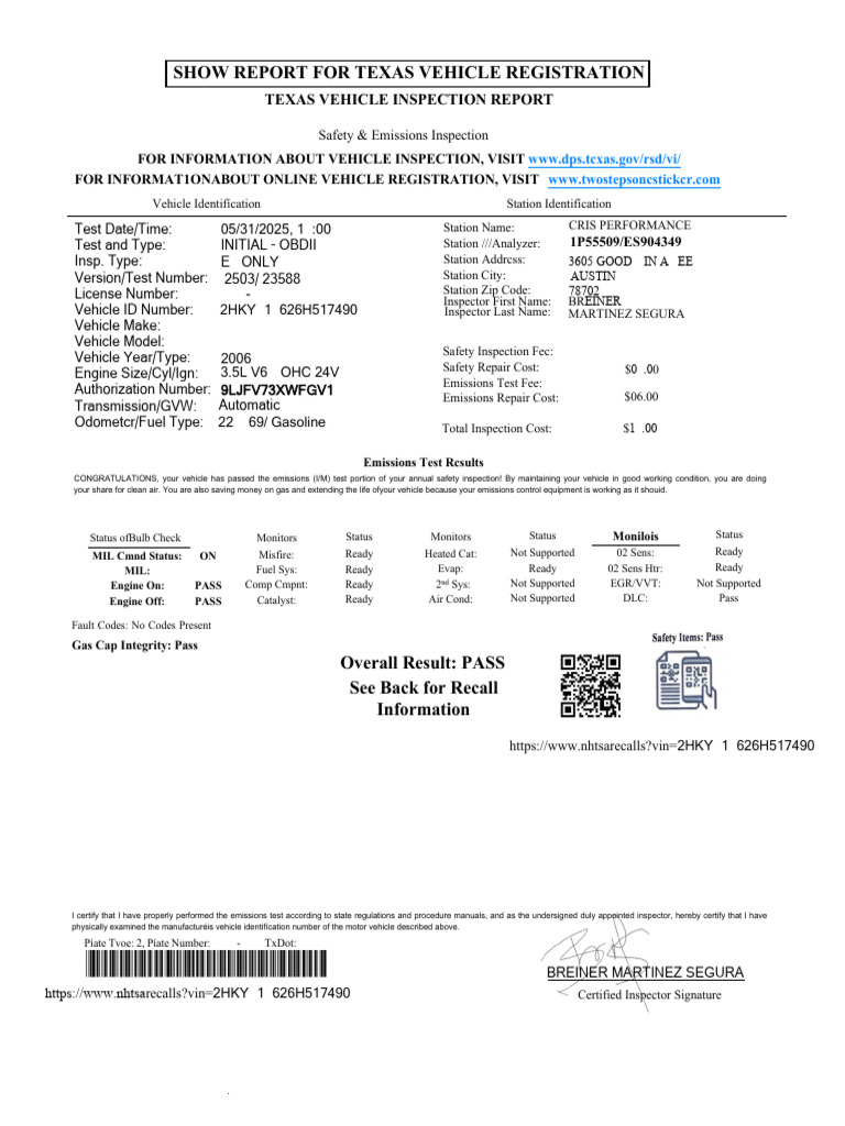 #31 DMV Inspection 053156 | PDF | National Highway Traffic Safety ...