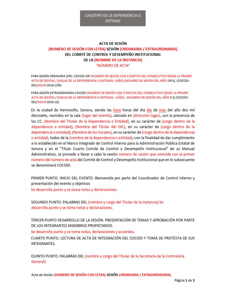 Minuta de Sesion | PDF | Gobierno