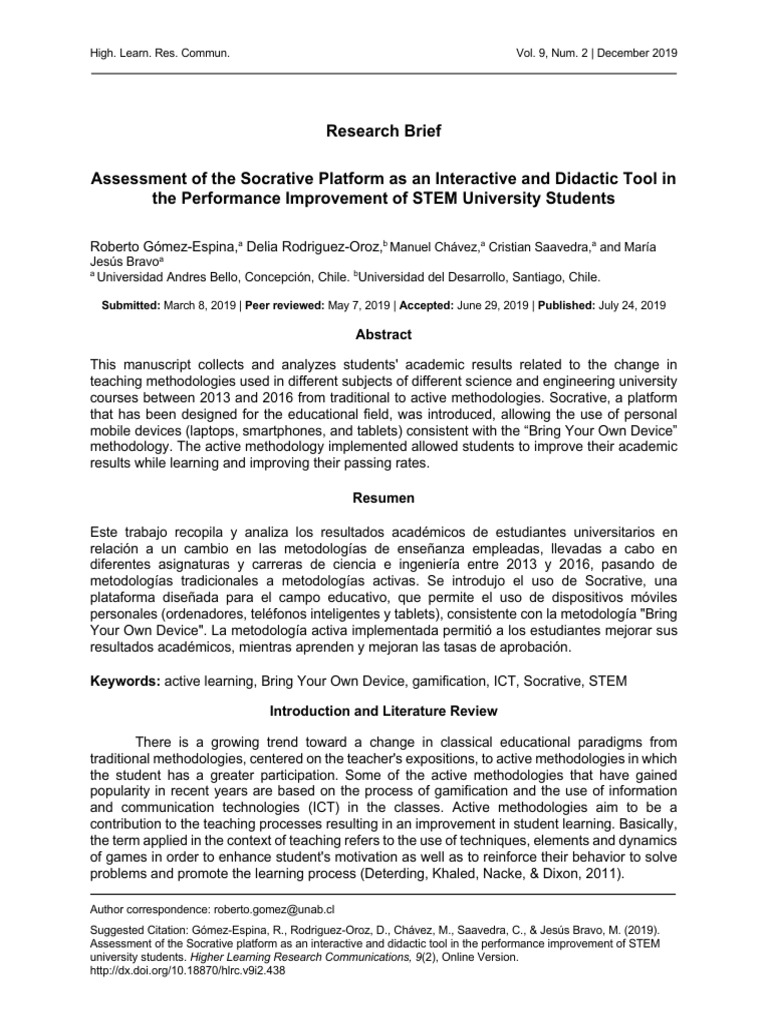Assessment of The Socrative Platform As An Interactive and Didact | PDF | Educational Technology ...