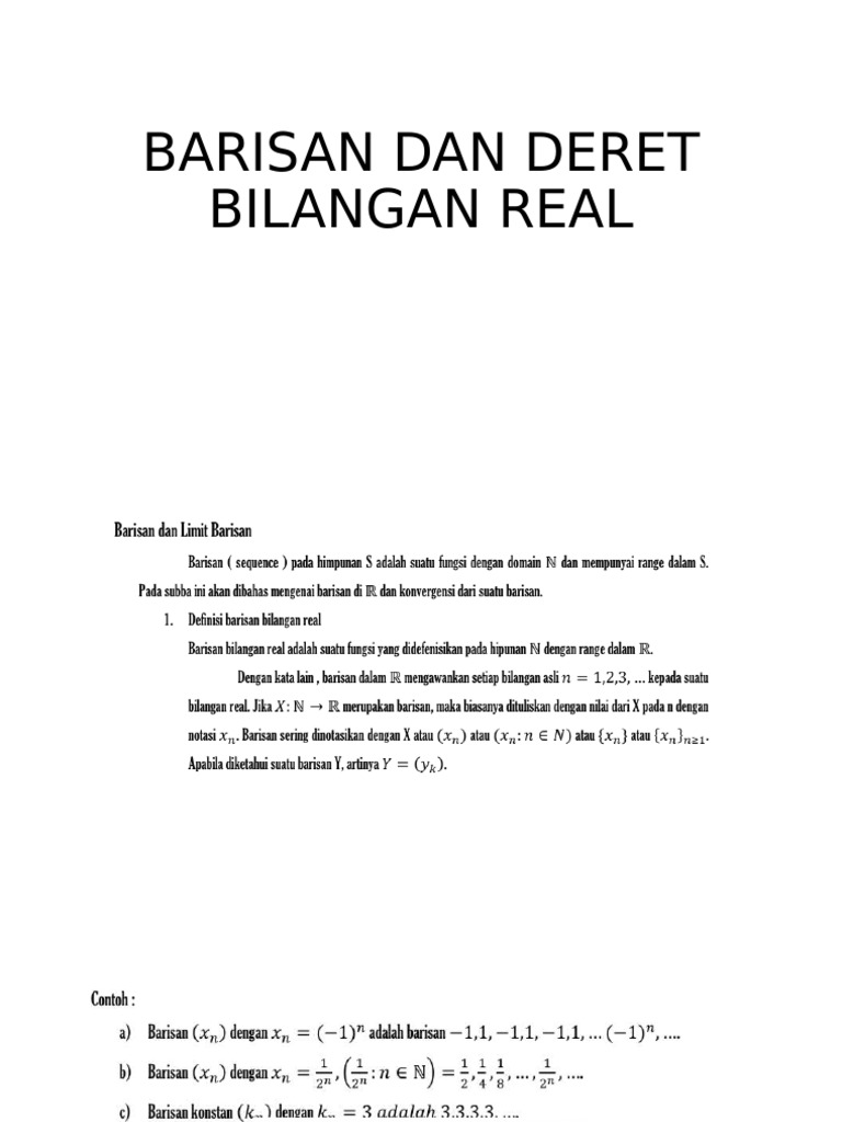 Barisan Dan Deret Bilangan Real | PDF