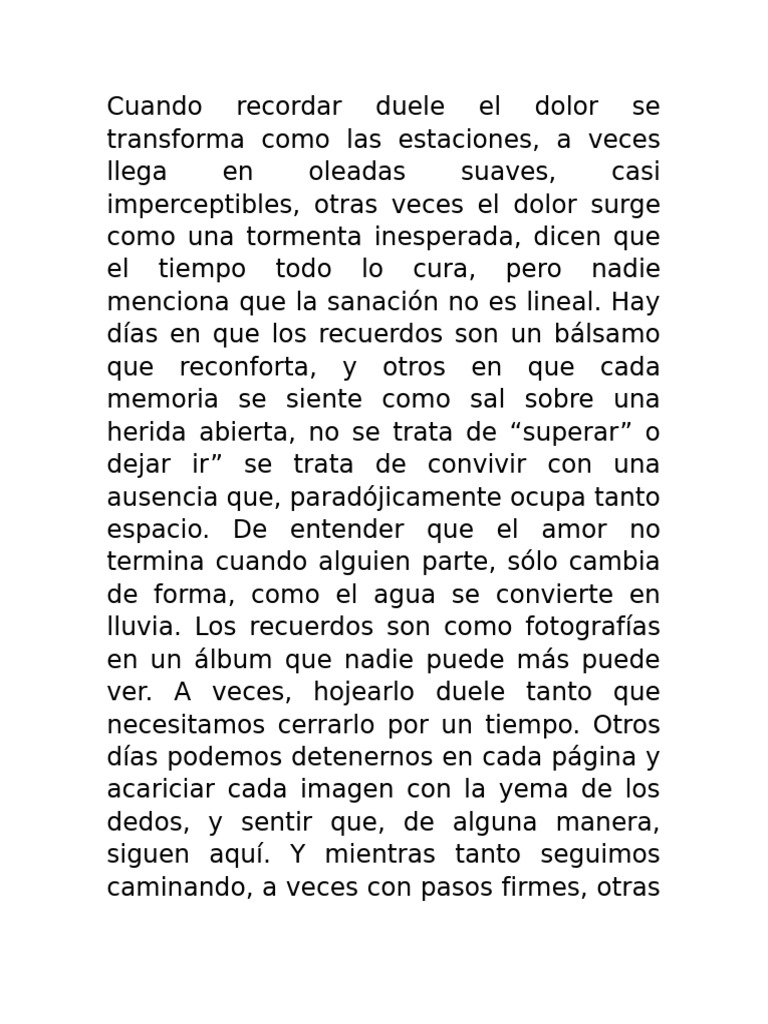 Cuando Recordar Duele El Dolor Se Transforma Como Las Estaciones | PDF