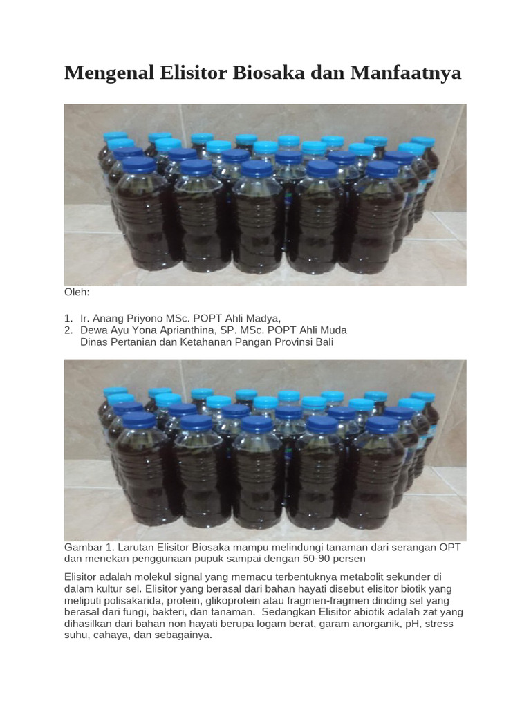 Mengenal Elisitor Biosaka Dan Manfaatnya | PDF
