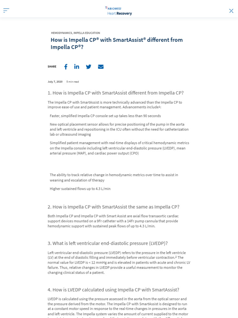 How Is Impella CP® With SmartAssist® Different From Impella CP® | PDF ...