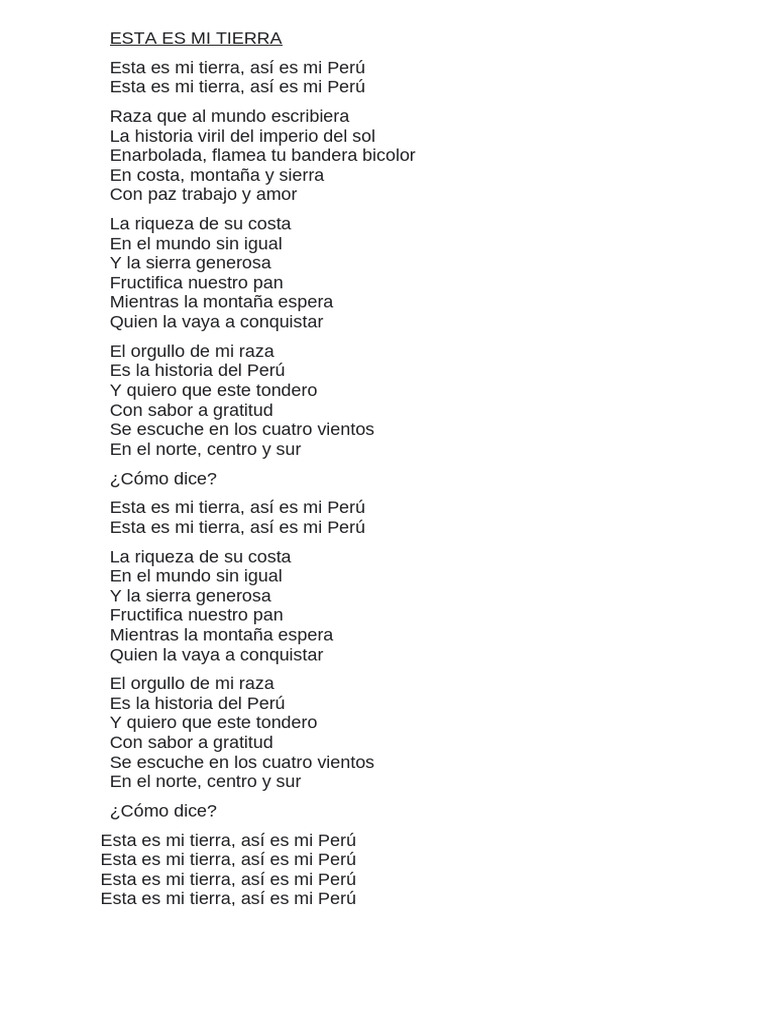 Canción Esta Es Mi Tierra | PDF