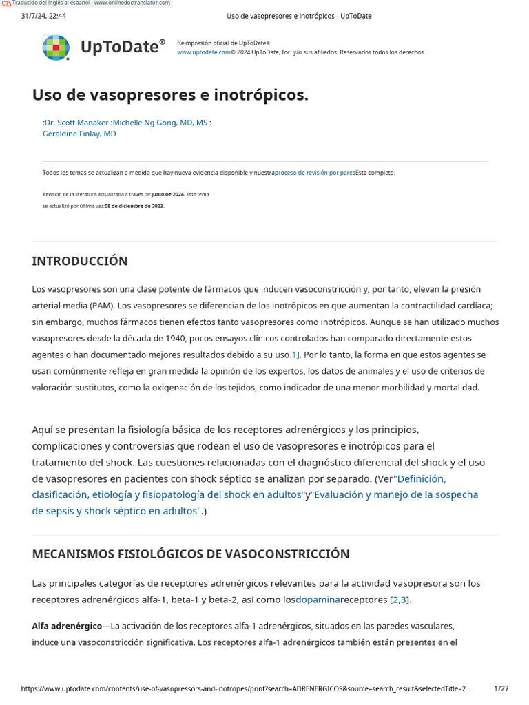 LECTURA 2 USO DE INOTRÓPICOS Y VASOPRESORES - En.es | PDF | Septicemia ...