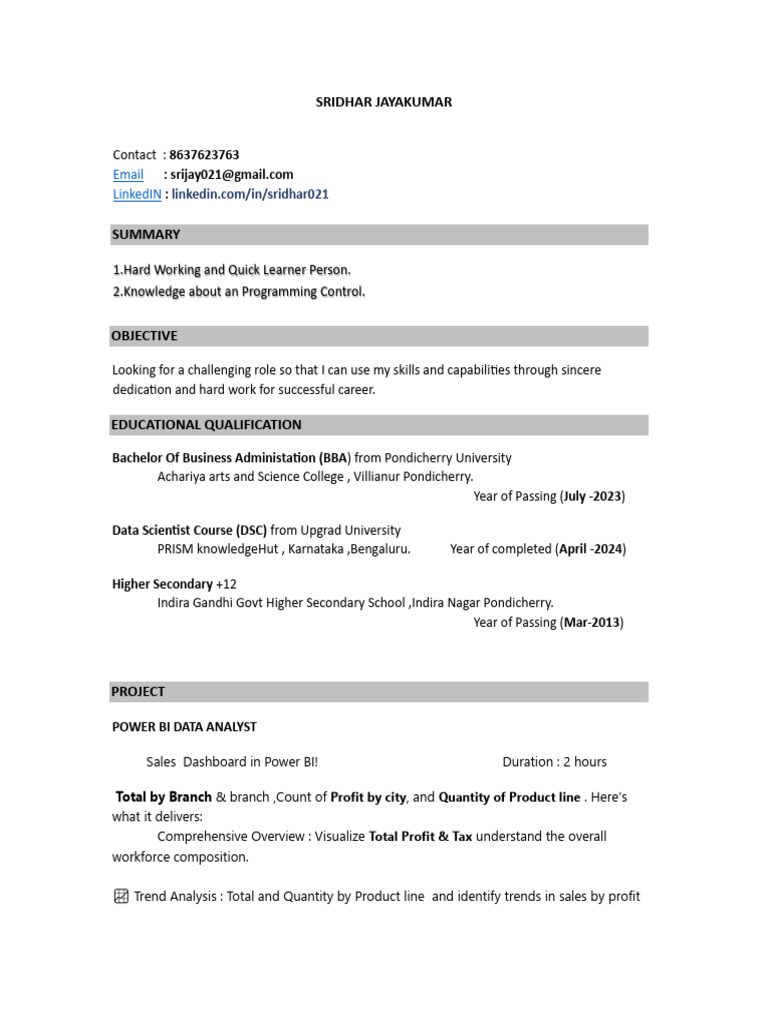 Sridhar Resume 2024 NEW 2 | PDF | Computing | Data Management