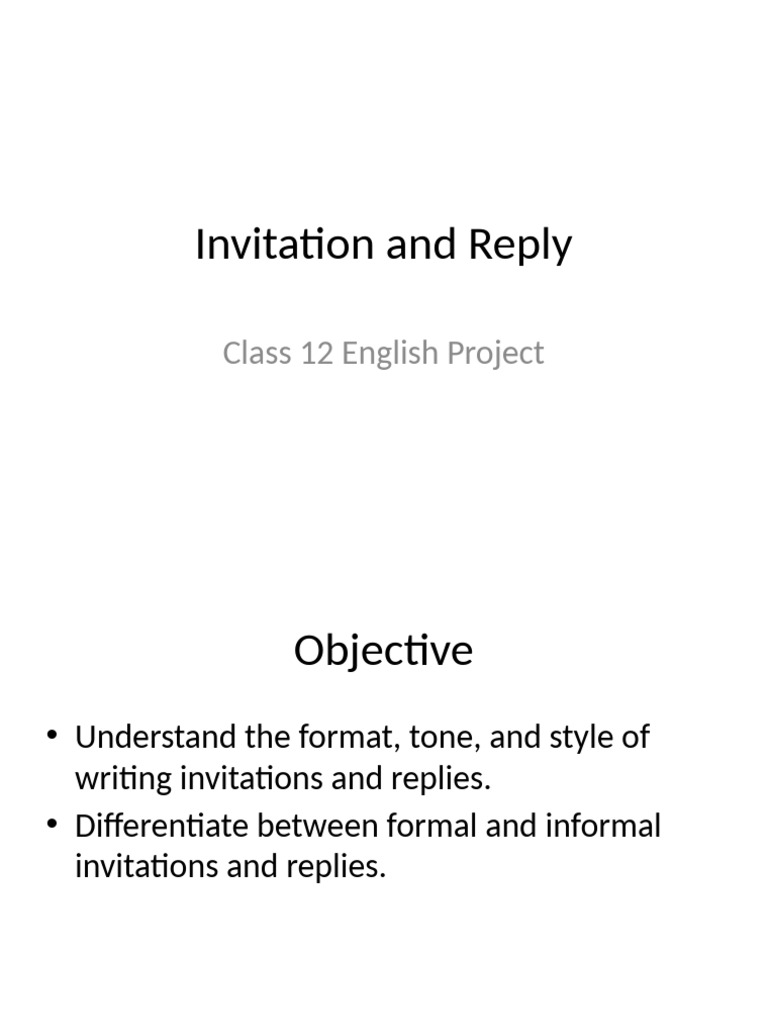 Invitation and Reply Presentation Class12 | PDF
