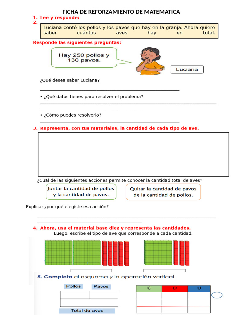 Ficha de Reforzamiento de Matematica | PDF