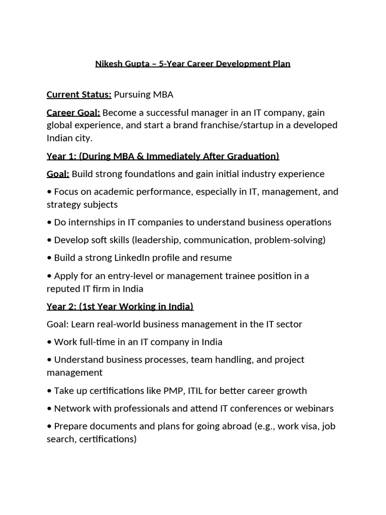 5y Career Plan | PDF