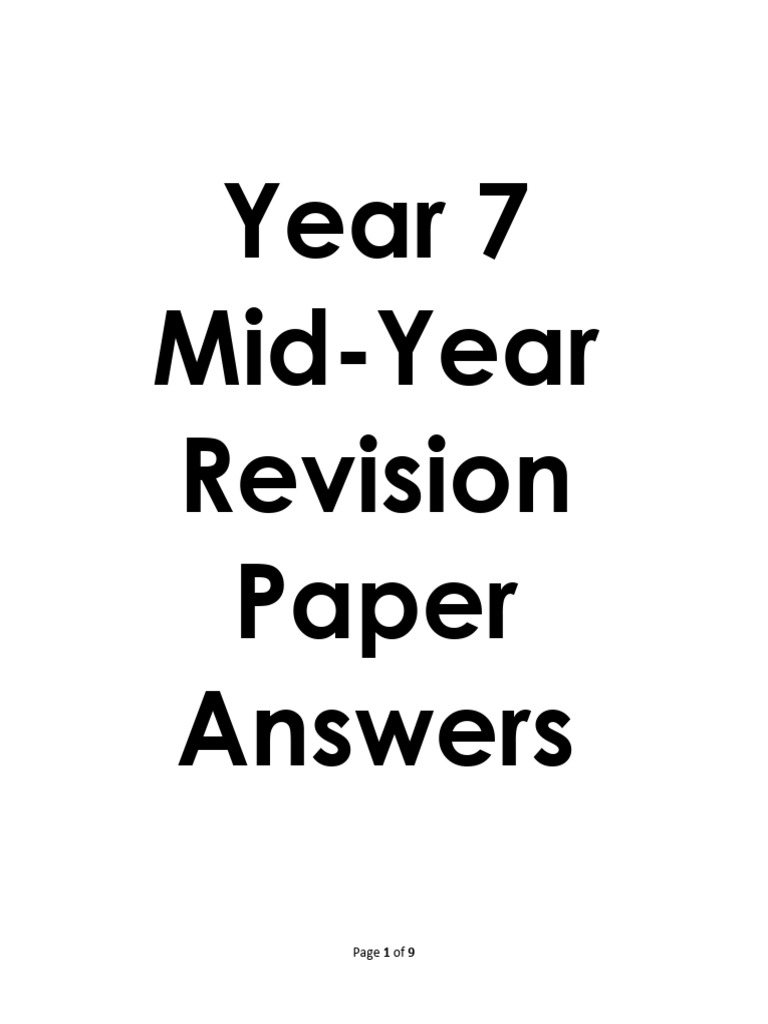 Y7 Mid-Year Revision Paper (1) MS | PDF