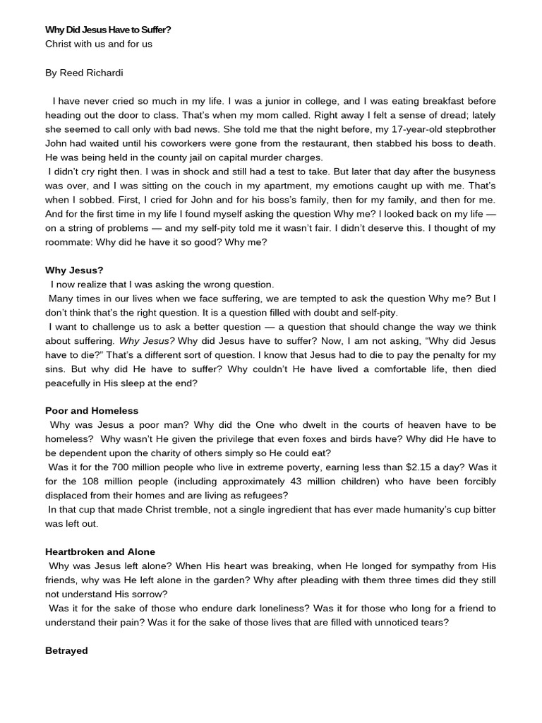 Why Did Jesus Have to Suffer | PDF | Jesus | Suffering