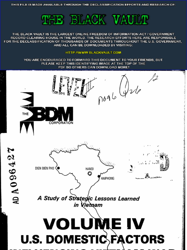 A Study of s. Lessons Learned in Vietnam Volume IV u.s. Domestic ...
