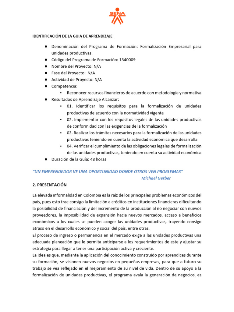 Guia Formalizacion Empresarial para Unidades Productivas | PDF ...