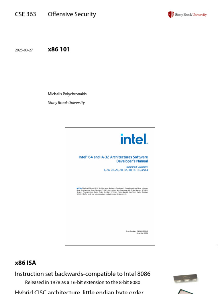 CSE363 2025 Lecture 12 x86 | PDF | Computer Architecture | Computer Programming