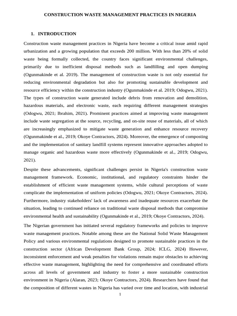 Construction Waste Management in Nigeria | PDF | Waste Management | Waste
