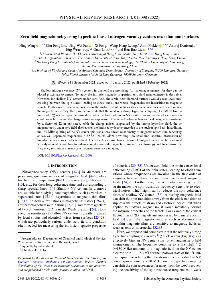 Hyperfine-Biased Zero-Field Magnetometry | PDF | Relaxation (Nmr ...