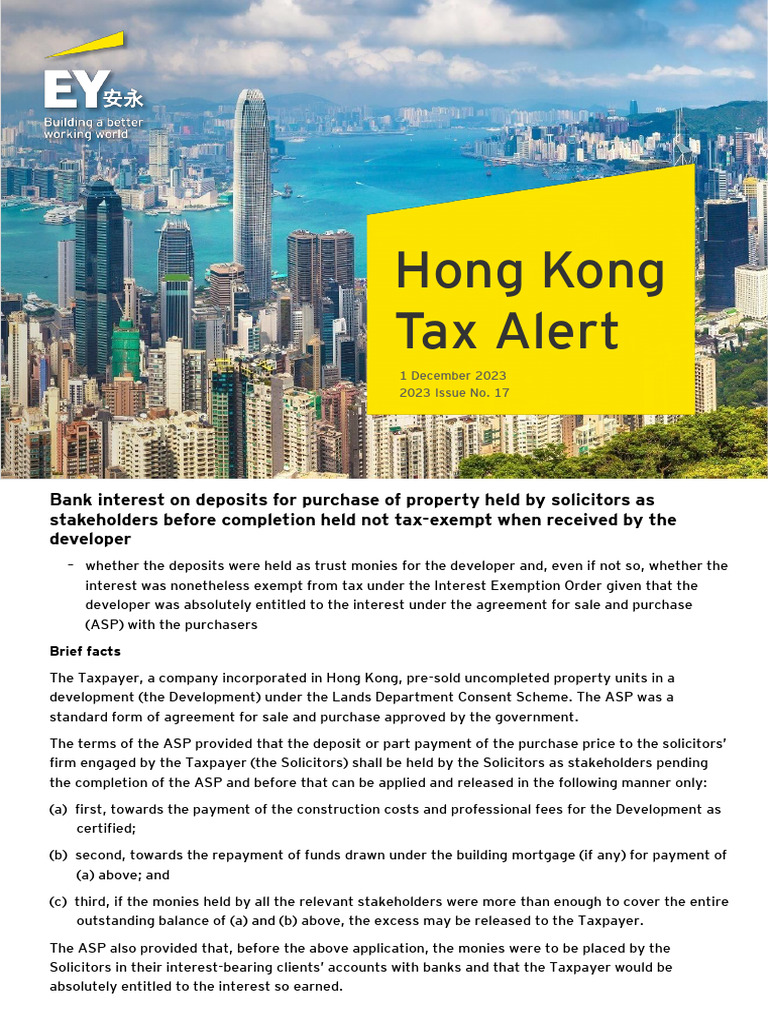 Ey HK Tax Alert 1 Dec Issue 17 | PDF | Interest | Business