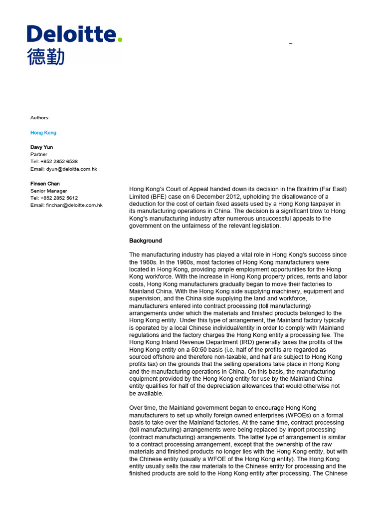 Deloitte CN Tax Tah492013 en 040113 | PDF | Tax Deduction | Depreciation