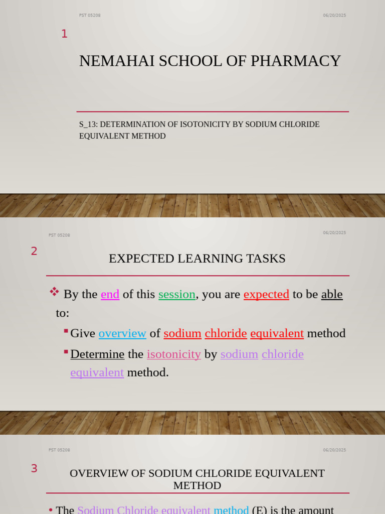S - 13 - Determination of Isotonicity by Sodium Chloride Equivalent ...