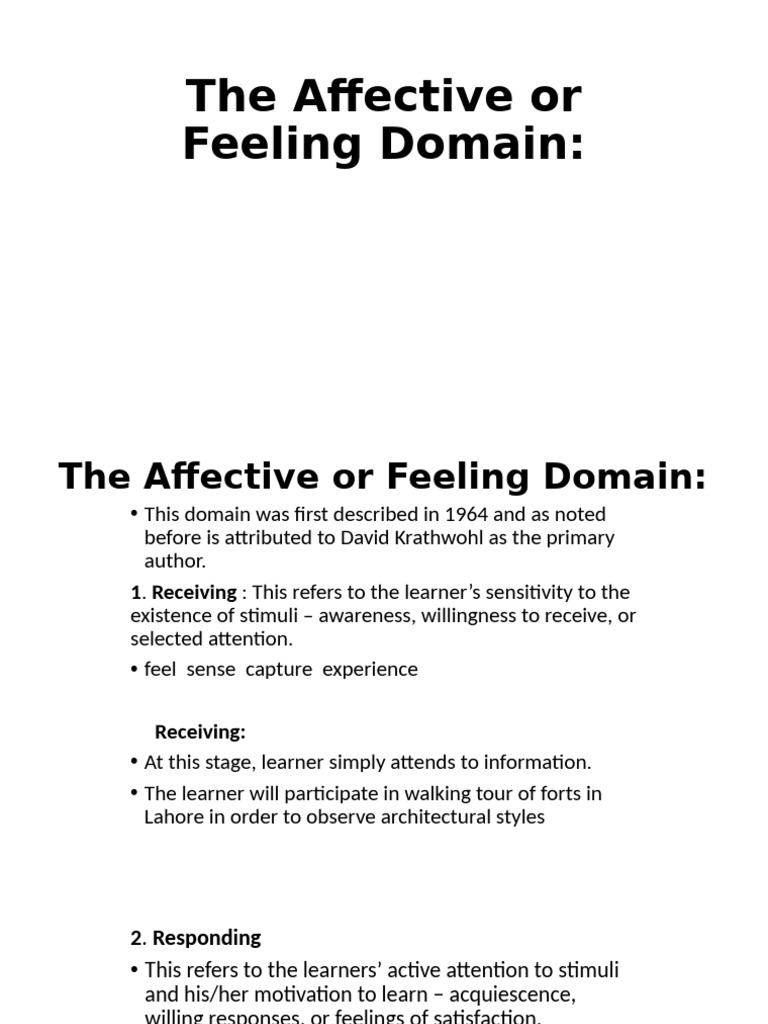 The Affective or Feeling Domain | PDF