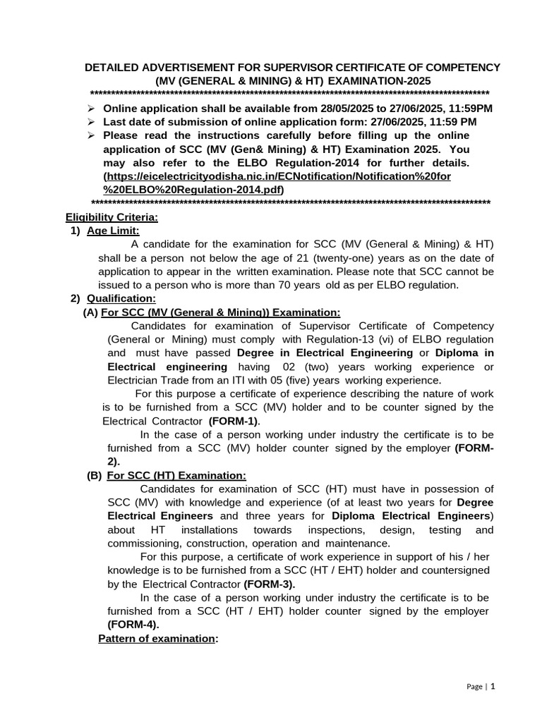 SCC Examination 2025 Guidelines | PDF
