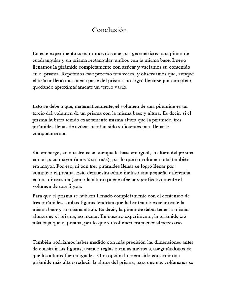 Comparación de Volúmenes: Pirámide y Prisma | PDF