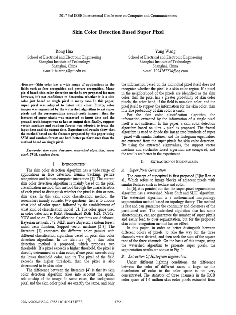 Skin Color Detection Based Super Pixel | PDF | Support Vector Machine ...