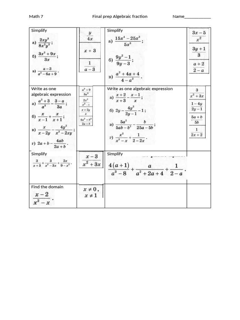 Final Prep Algebraic Fraction | PDF