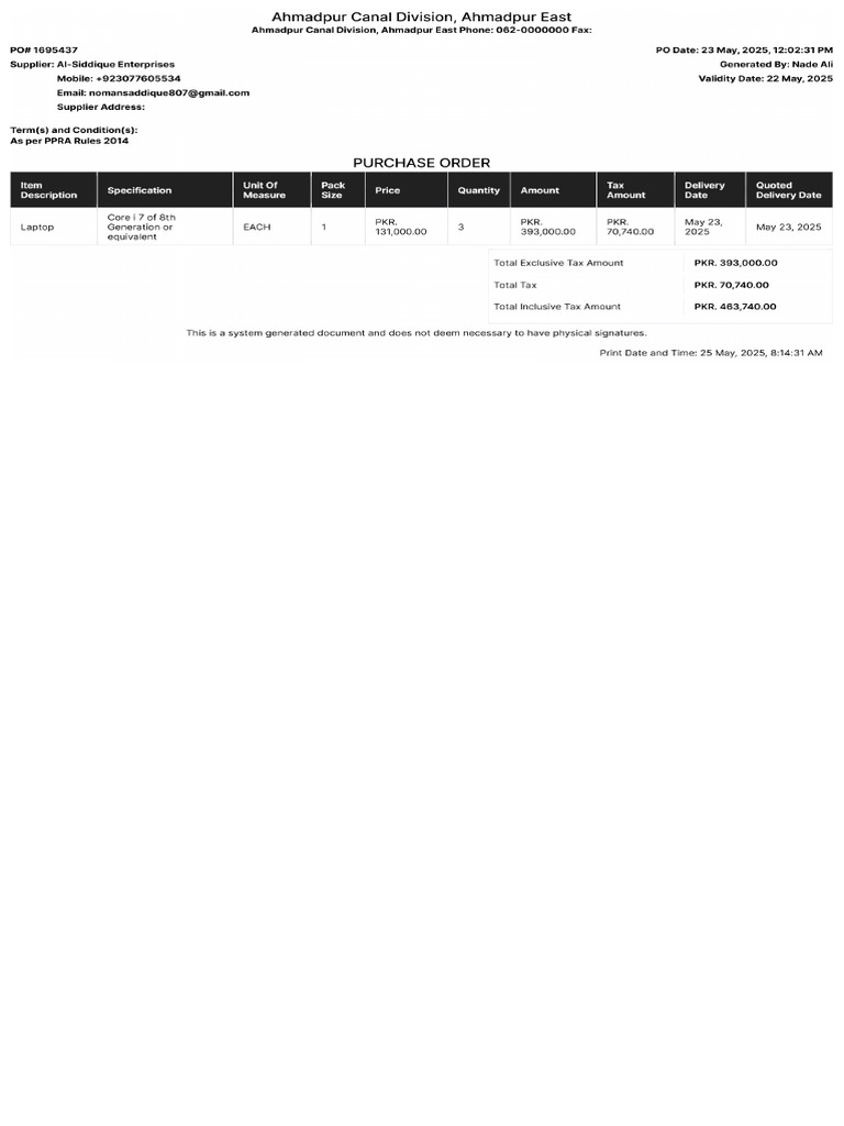 Purchase Order | PDF