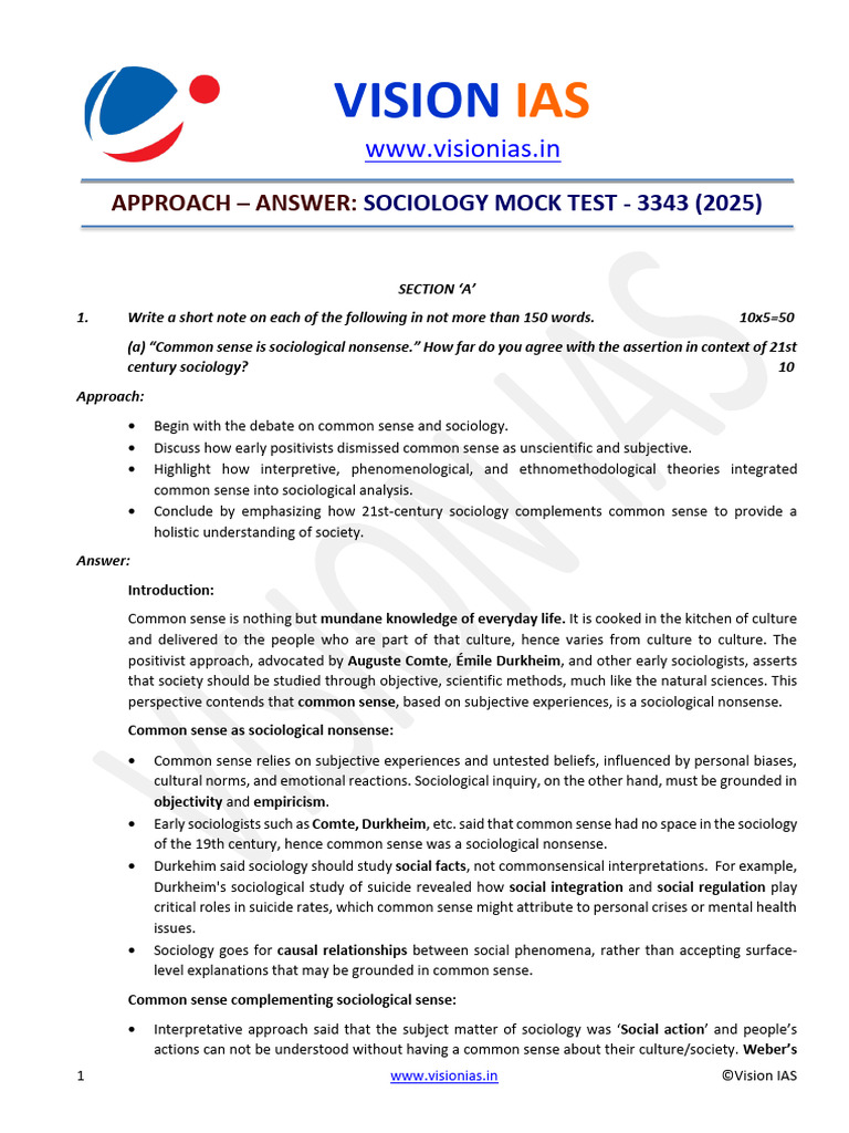 Sociology Test 2 Code 3343 Approach Answer Team LPRPDV | PDF ...