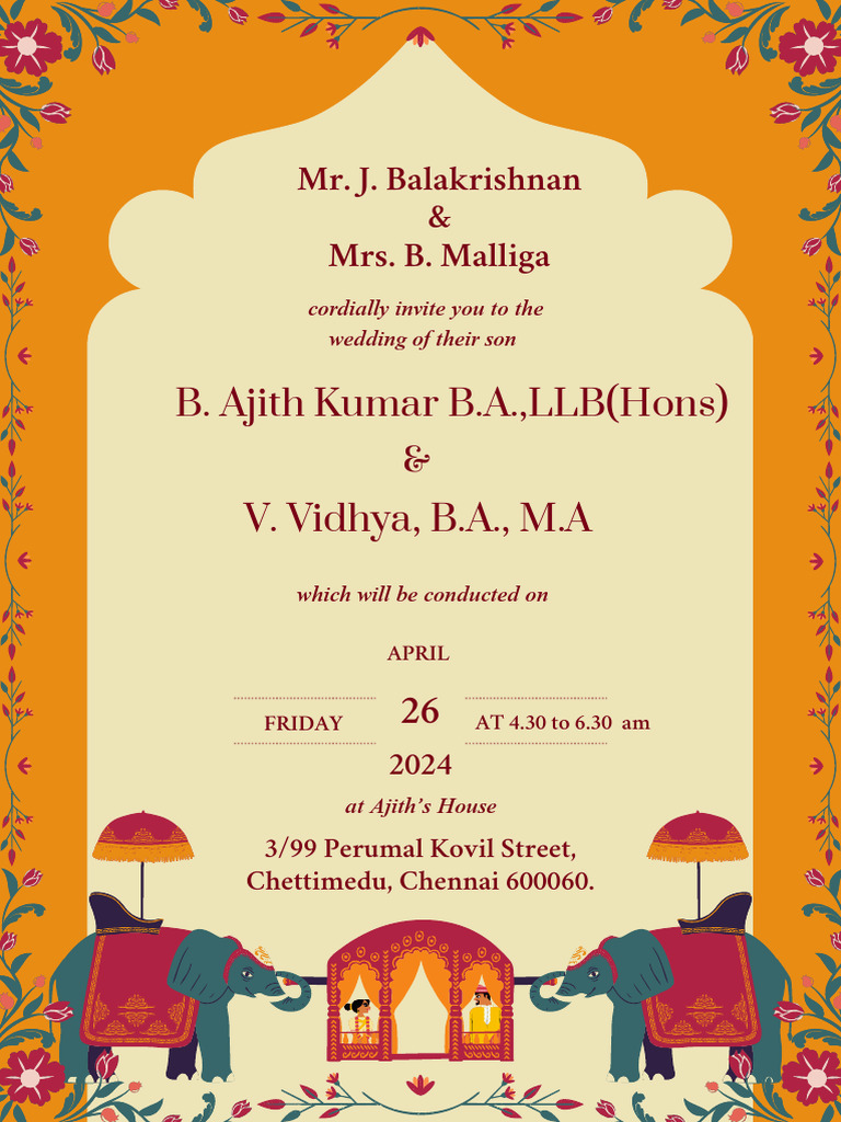 Ajith Wedding Invitation | PDF