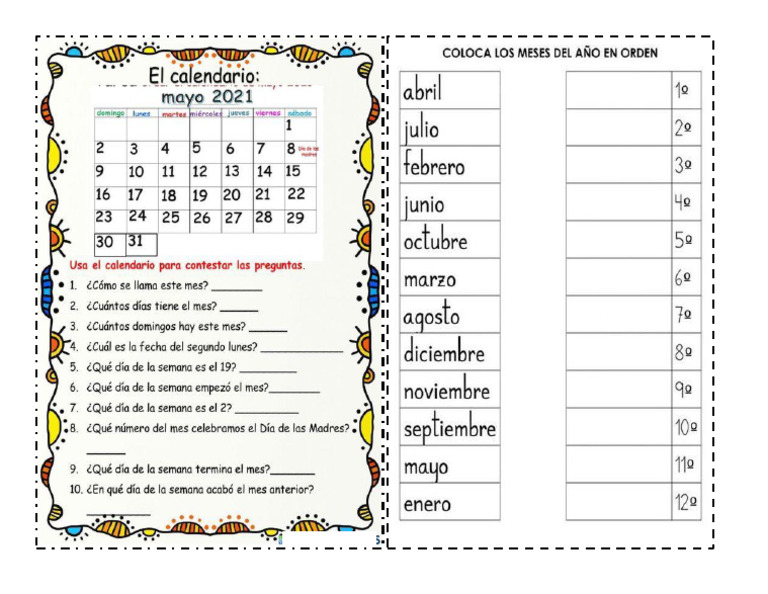 Hoja de Trabajo Meses Del Año Sap Ag | PDF