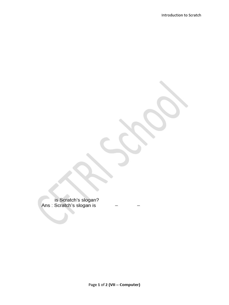 Lesson 1 Introduction To Scratch Pdf Scratch Programming Language Computer Program