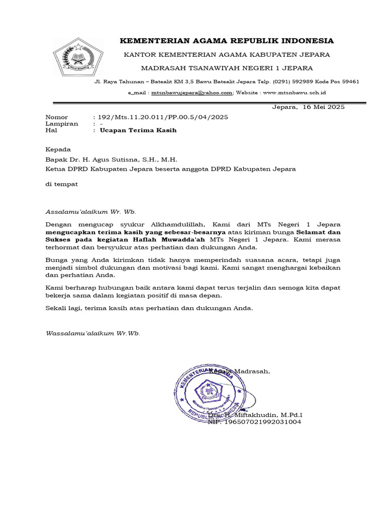 Ucapan Terima Kasih DPR | PDF