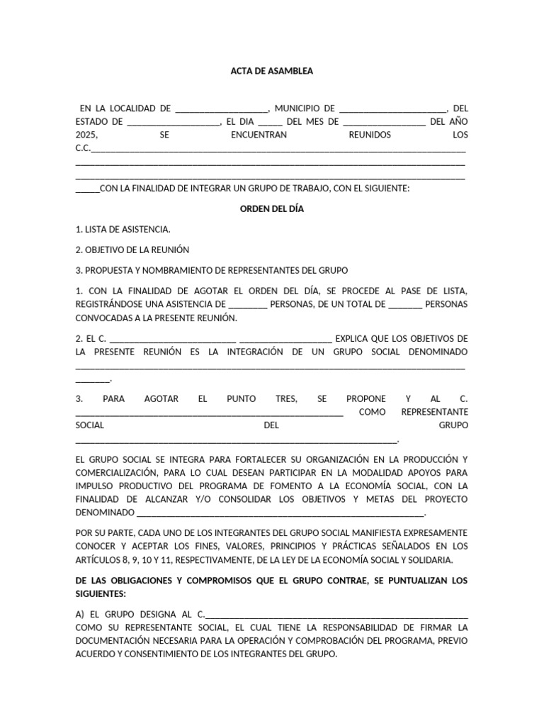 Acta de Asamblea | PDF
