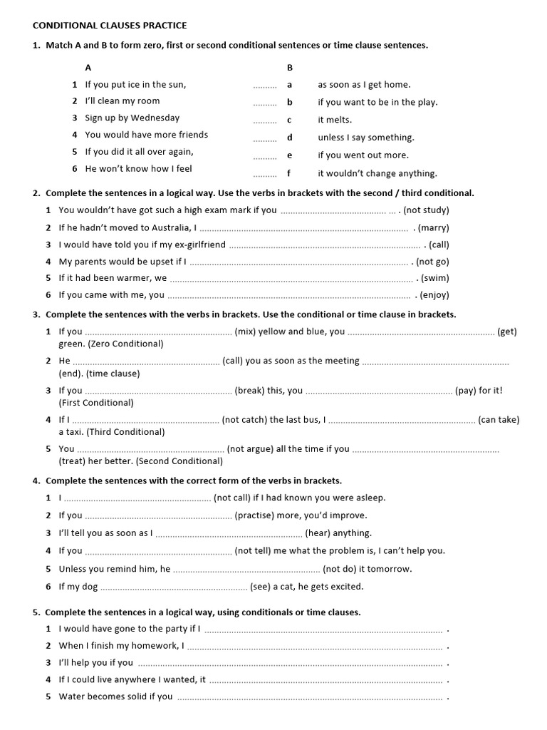 Conditional Clauses Practice | PDF | Sentence (Linguistics) | Language Mechanics