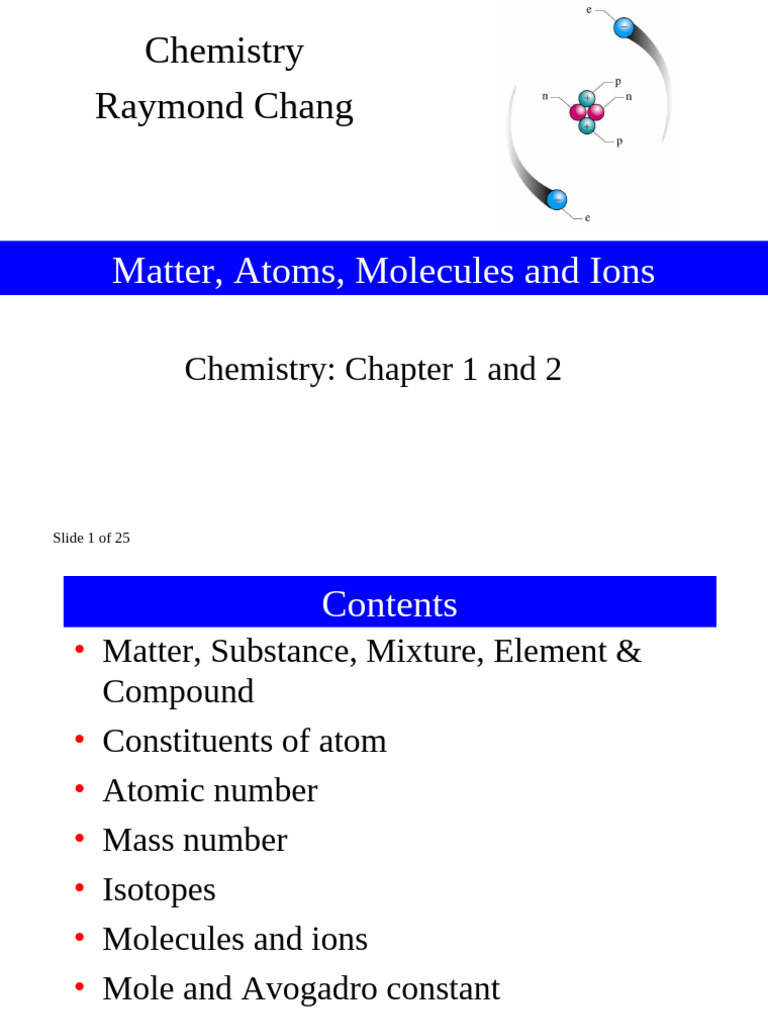 Lec 2 Atom Molecule Ion Part1 | PDF | Atoms | Mixture