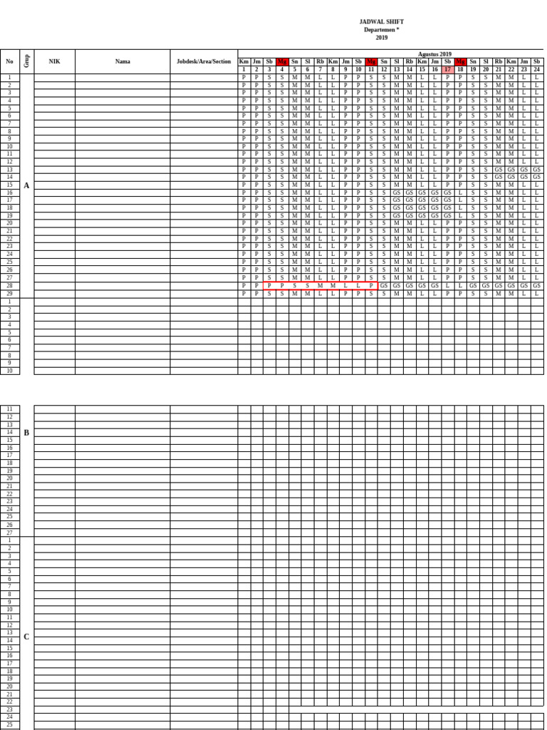 Format Jadwal Baru Dari HRD 2021 | PDF