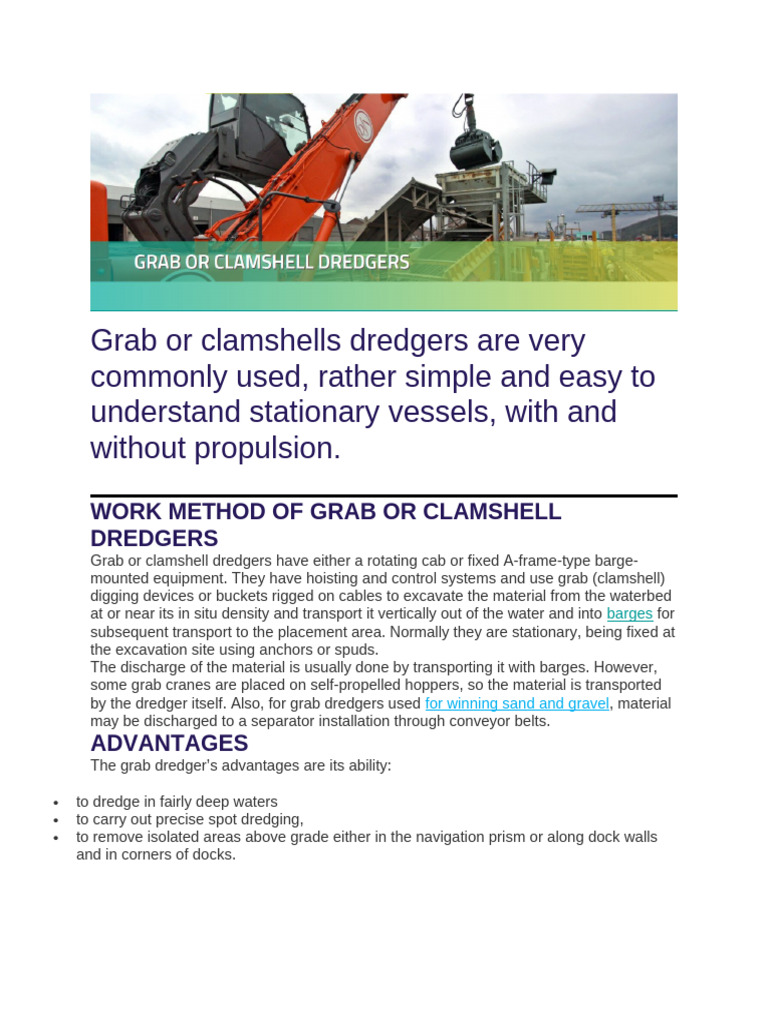 Grab or Clamshell Dredgers | PDF