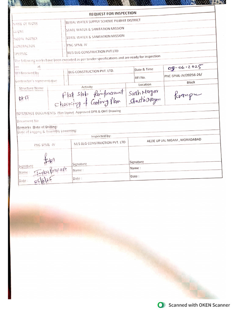 Rfi Oht Block Puranpur | PDF