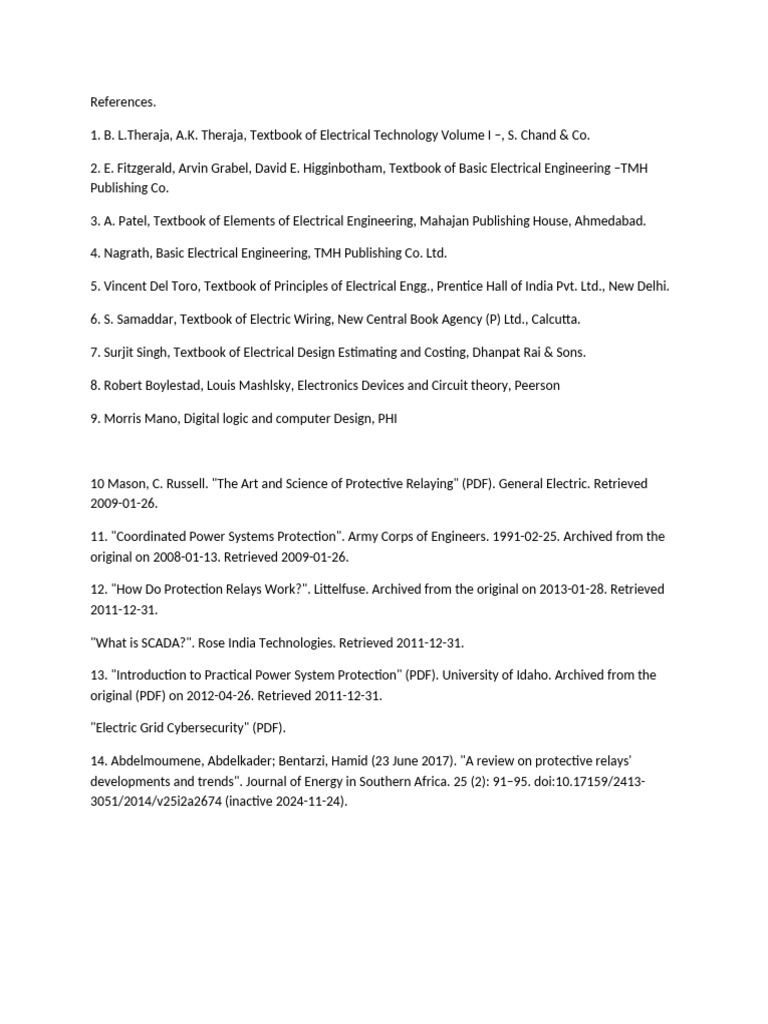 Essential Electrical Engineering References | PDF