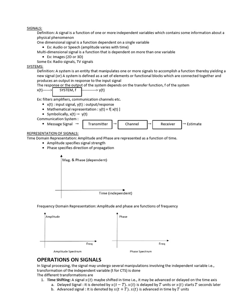 Unit 1 Signals and Systems-1 | PDF | Function (Mathematics) | Phase (Waves)