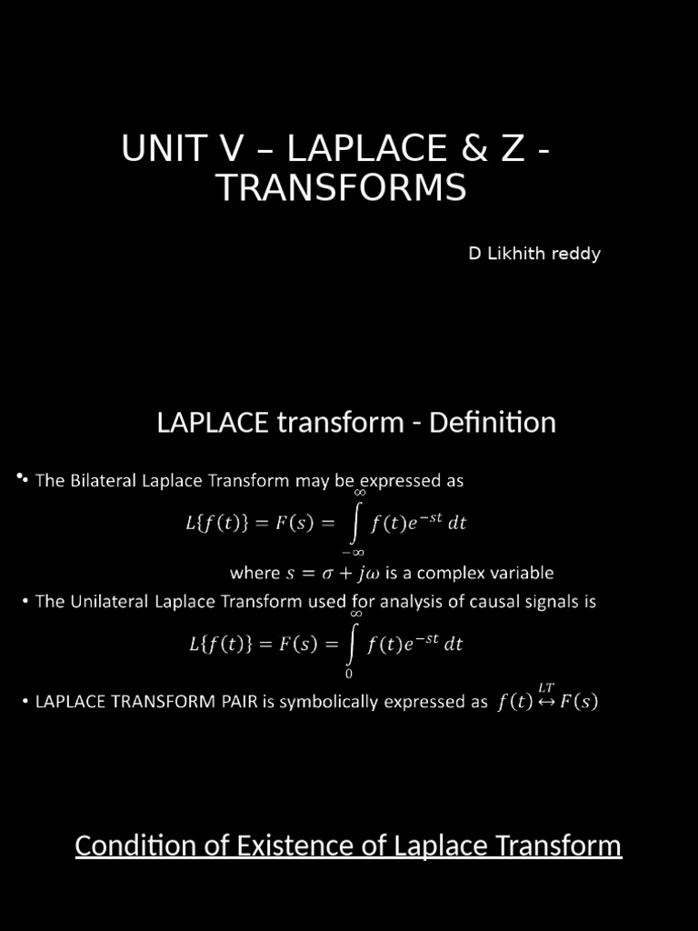 Unit V Laplace & Z - Transform-1 | PDF | Laplace Transform | Functions And Mappings