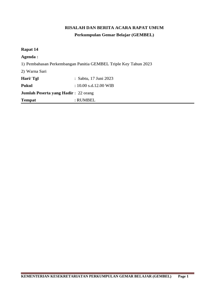 RISALAH_DAN_BERITA_ACARA_RAPAT_UMUM_14 | PDF