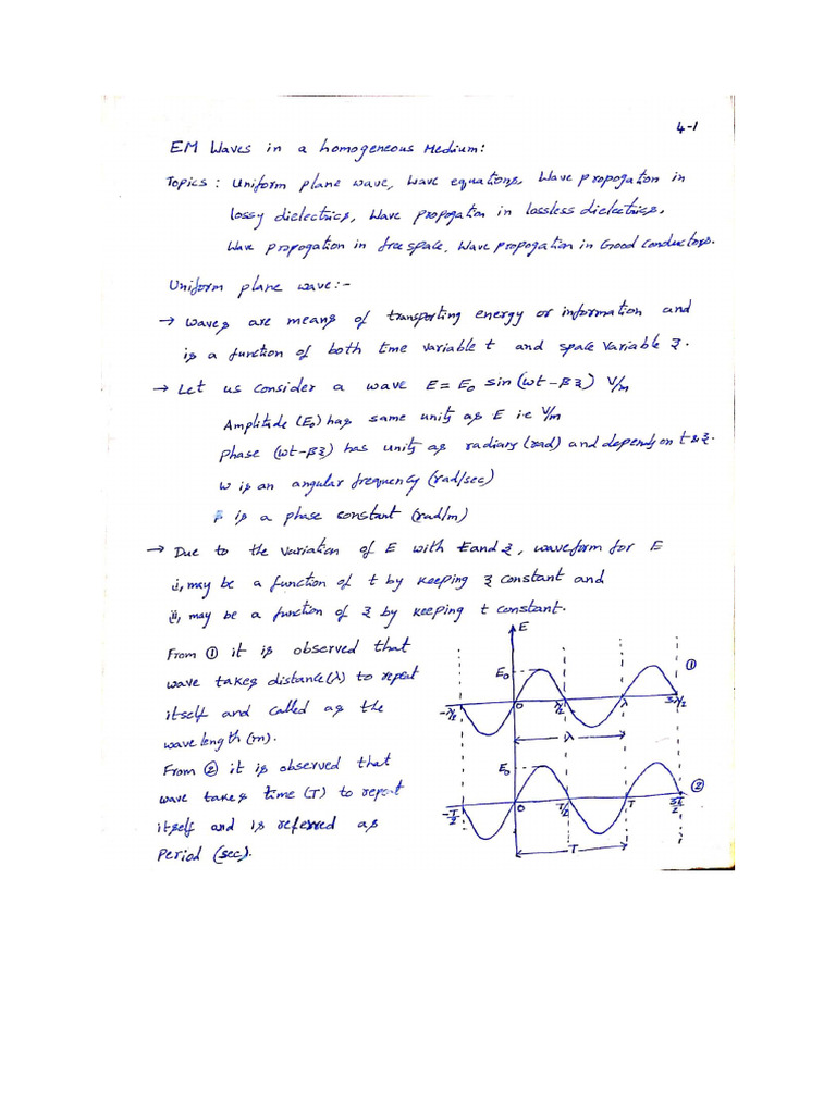 EMW Wave Propogation in Homogeneous Medium | PDF