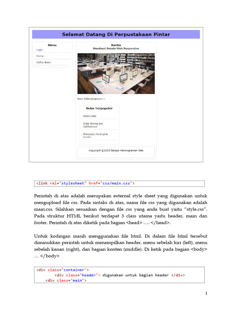 Tugas Desain Web Menggunakan CSS | PDF
