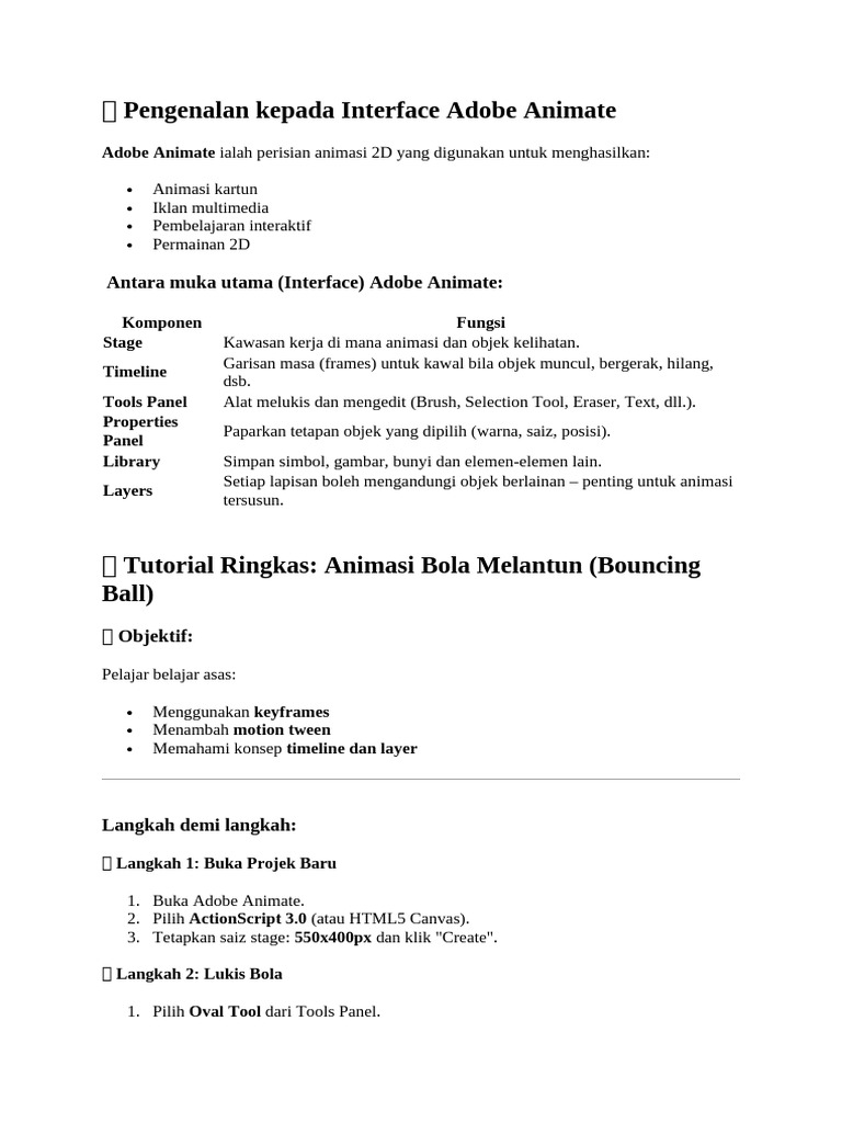Pengenalan Kepada Interface Adobe Animate | PDF